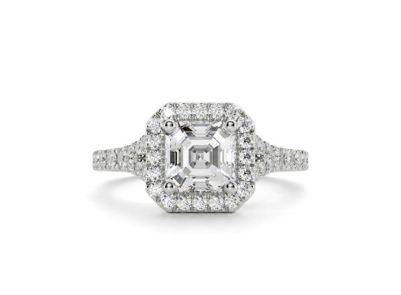 Battersea Halo Asscher Cut Diamant 18K WeiBgold Verlobungsring